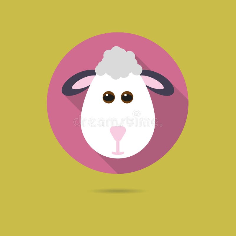 Lamb face flat design icon stock vector. Illustration of cute - 94960471