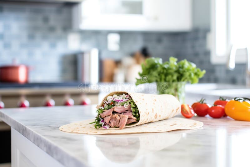 Lamb Gyro Wrap on a Kitchen Counter Stock Image - Image of eating ...