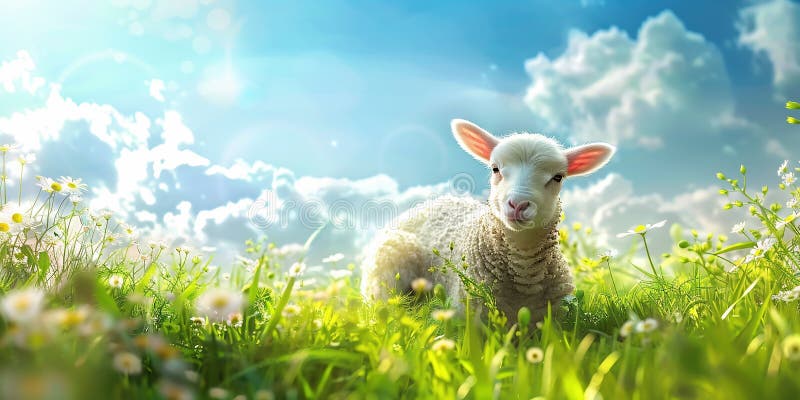 Lamb Lit with Golden Light at Sunset Stock Photo - Image of golden ...