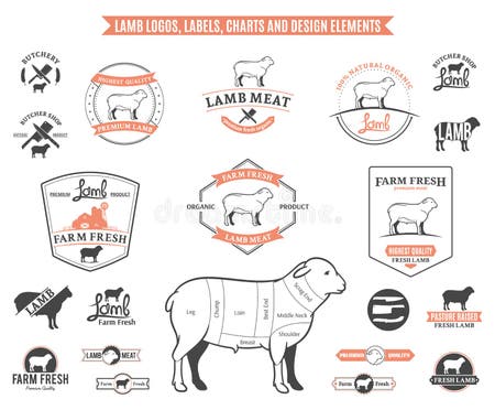 Lamb Logos, Labels, Charts and Design Elements Stock Vector ...