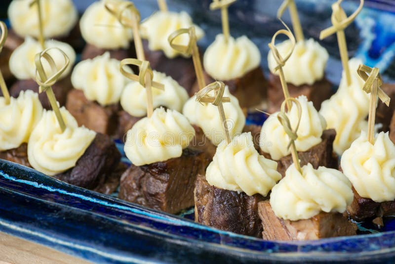 Lamb meat canapes stock photo. Image of orange, celebrate - 29848922