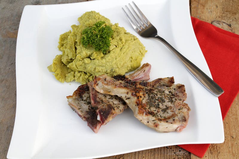 Lamb meat with garnish stock photo. Image of sheep, table - 44968168