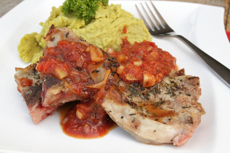 Lamb meat with garnish stock image. Image of salad, slice - 44968247