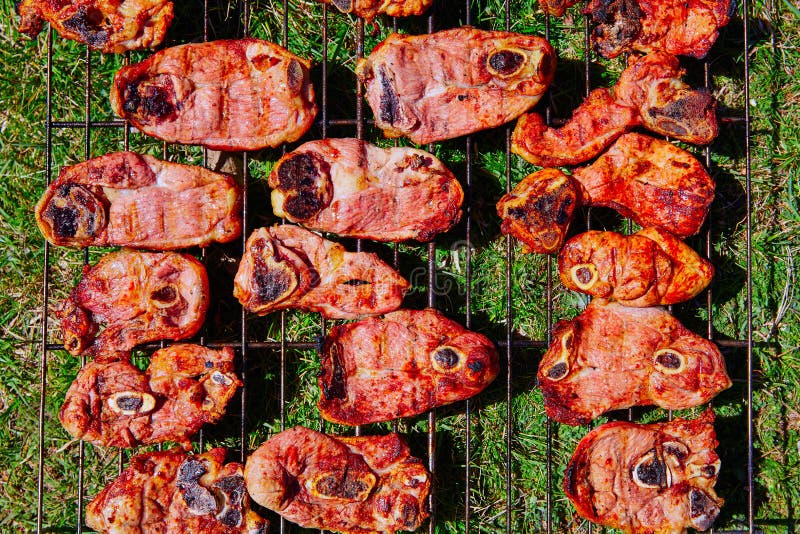 Lamb Meat Grilled at Bar B Cue from Spain Stock Photo - Image of fire ...