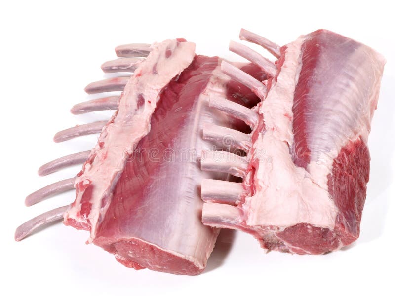 Lamb Rack with Bones on White Background - Isolated Stock Photo - Image ...