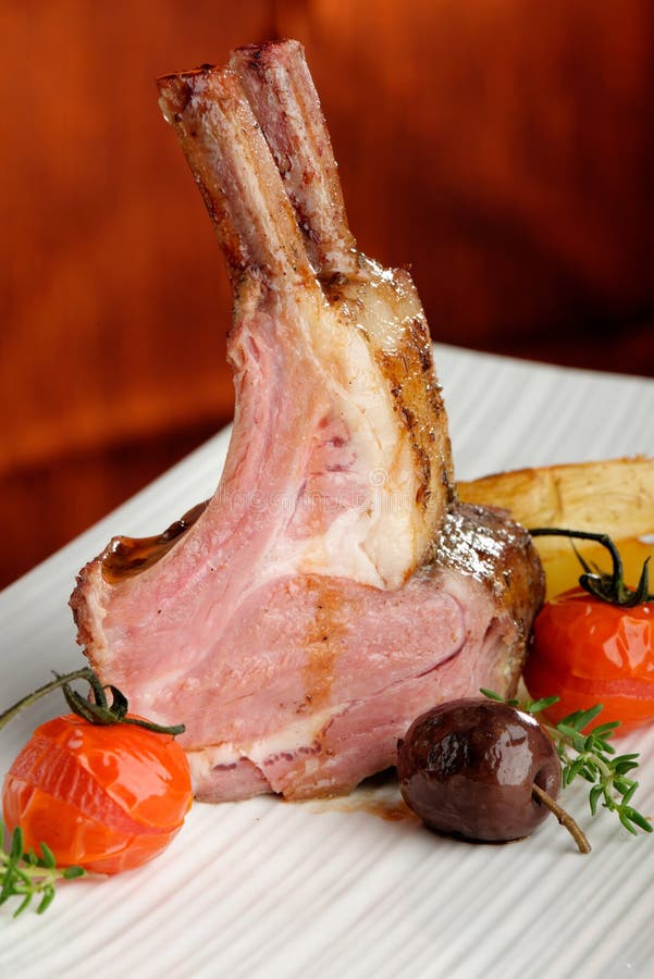 Lamb Rack/chops - grilled stock image. Image of lemon - 32743331