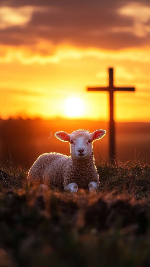 Lamb Grazing Field Cross Sunset Stock Photos - Free & Royalty-Free ...