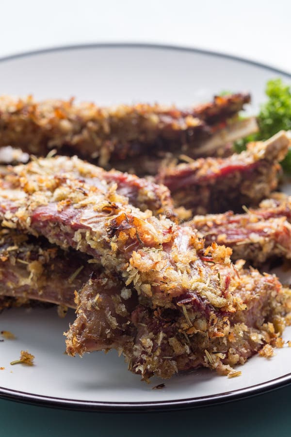 Lamb ribs on plate stock image. Image of cutlets, cooked - 91678445