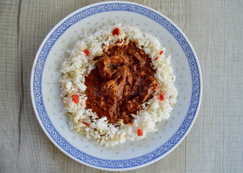 Lamb Rogan Josh with Long Grain Rice Stock Image - Image of curry ...