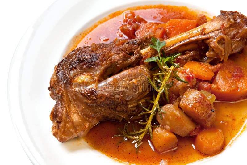 Lamb Shank Dinner stock image. Image of rosemary, main - 10446579