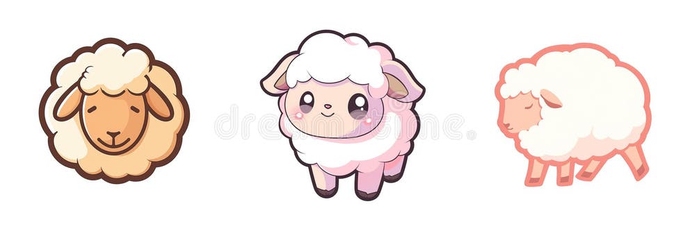 Lamb or Sheep Logo 2D AI Generated Stock Image - Image of adorable ...