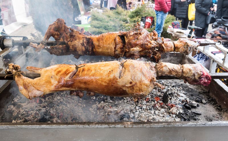 Lamb on a spit stock photo. Image of heat, outdoors, lamb - 86576408
