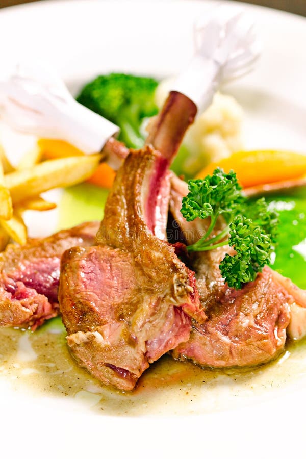 Medium Rare Rib Lamb Steak Isolated Stock Photo - Image of food, cause ...