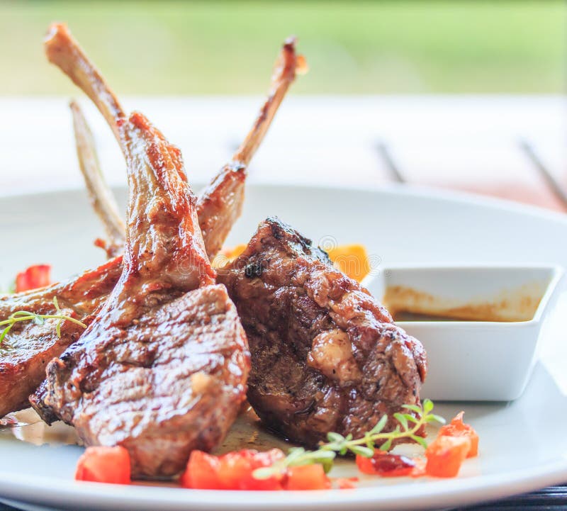 Lamb steak or lamb cutlets stock image. Image of main - 46819357