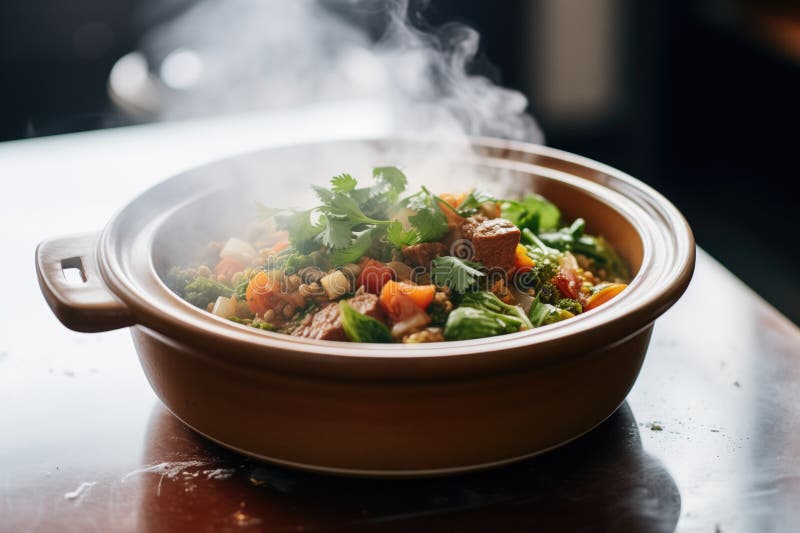 Lamb Tagine Pot Enveloped by Rising Aromatic Steam Stock Photo - Image ...