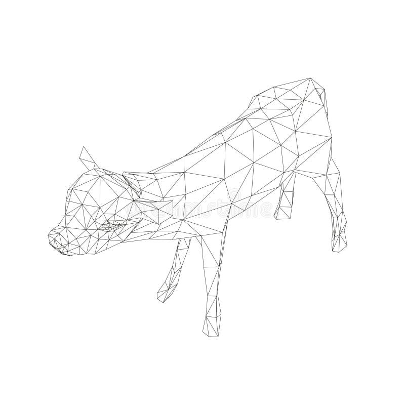 Lamb Wireframe from Black Lines on a White Background. Isometric View ...