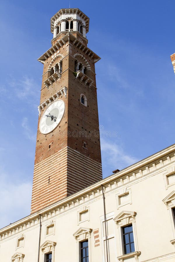Lamberti Tower - Verona stock image. Image of italy, architecture ...