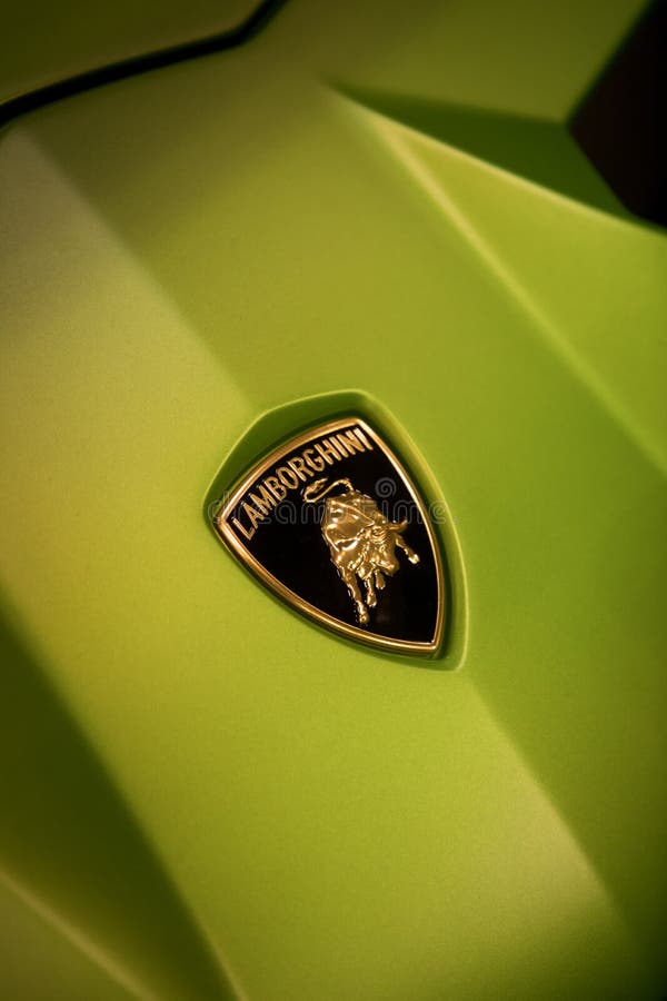 Lamborghini logo on a car editorial photo. Image of emblem - 239004436