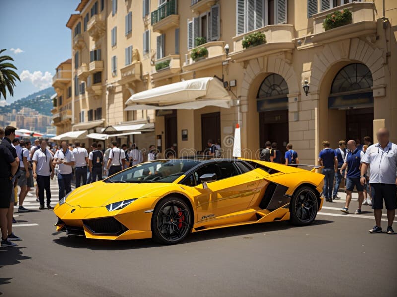 Lamborghini in Monaco, Wallpaper Stock Illustration - Illustration of ...