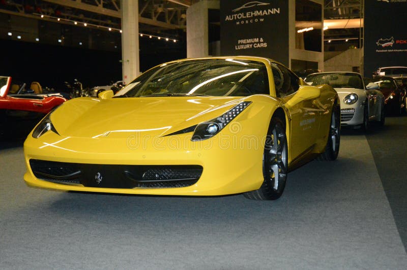 Ferrari 458 Italia Yellow Color in the Showroom Editorial Image - Image ...