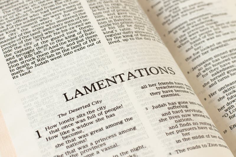 Lamentations Open Bible Book. a Close-up Stock Image - Image of golden ...