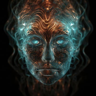 Lamia Face Shape in Fire on Black Background. Generative AI Stock ...