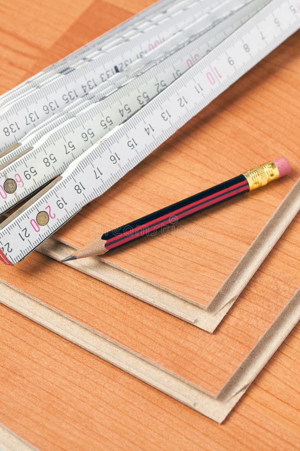 Laminate Floor with Wooden Ruler and Pencil Stock Photo - Image of ...