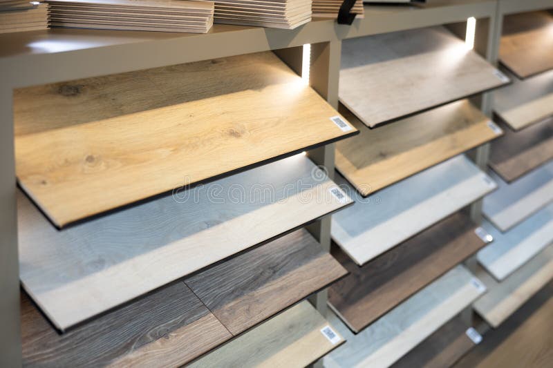 Laminate Flooring Samples in Interior Design Shop Stock Photo - Image ...