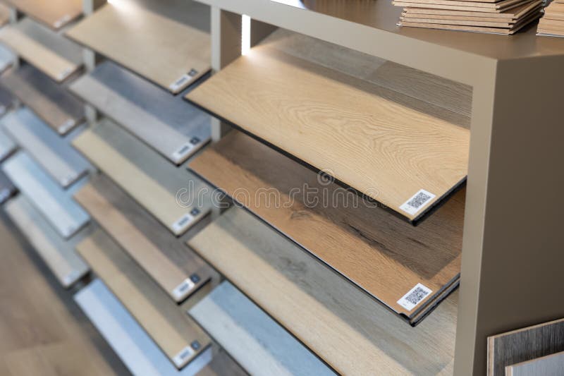Laminate Flooring Samples in Interior Design Shop Stock Photo - Image ...