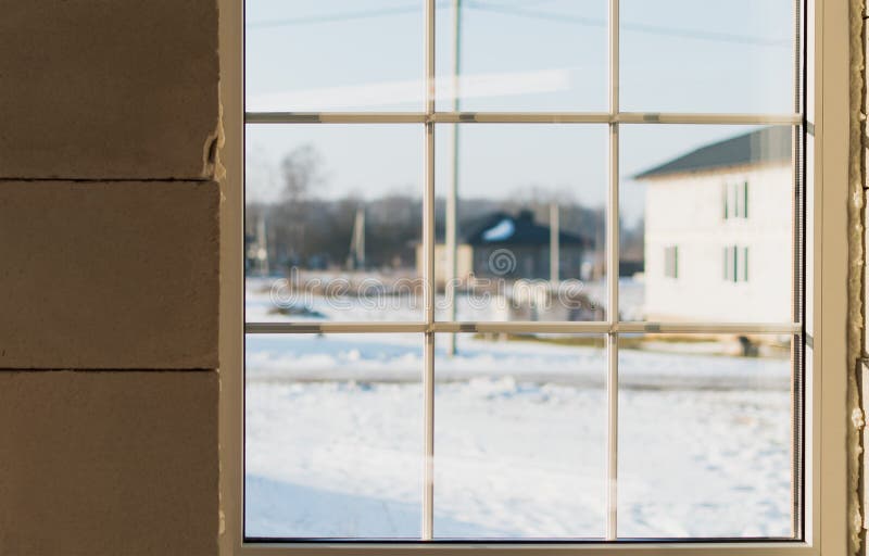 Laminated Plastic Window with White Partitions Inside the Double-glazed ...