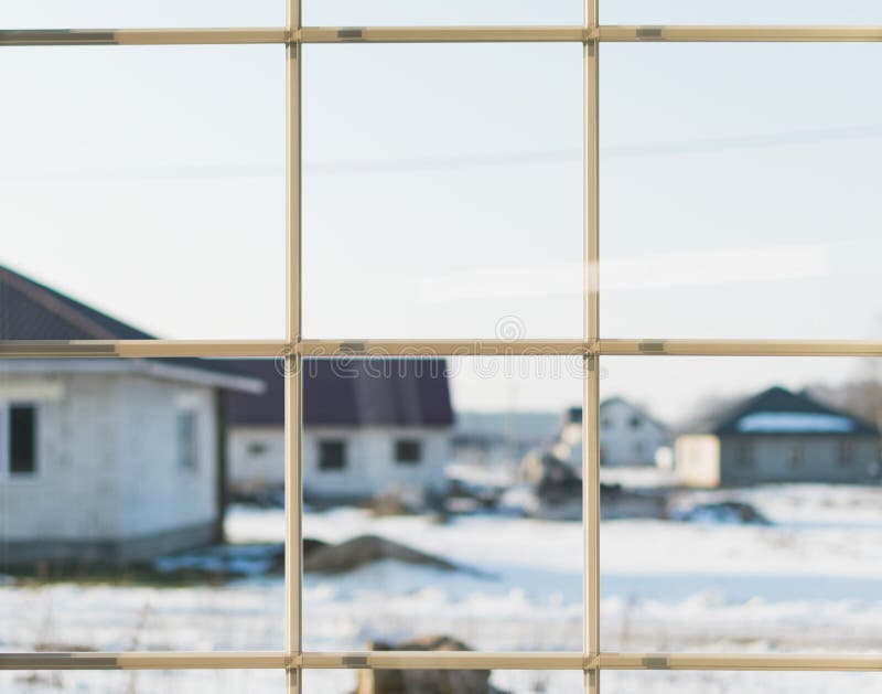 Laminated Plastic Window with White Partitions Inside the Double-glazed ...