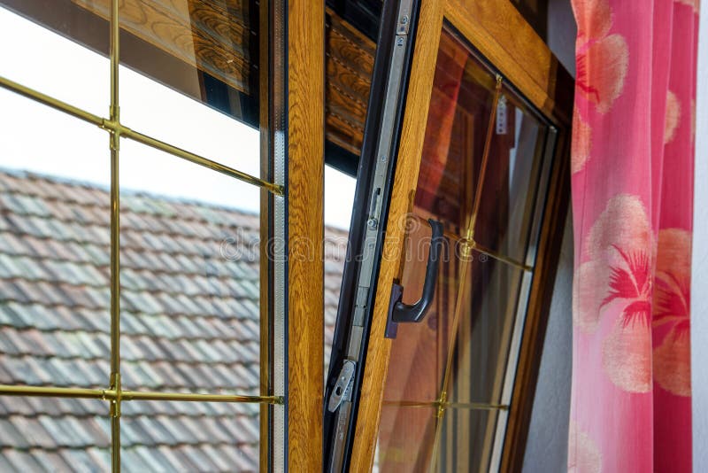 Laminated PVC Windows in Villagr House Stock Image - Image of open ...