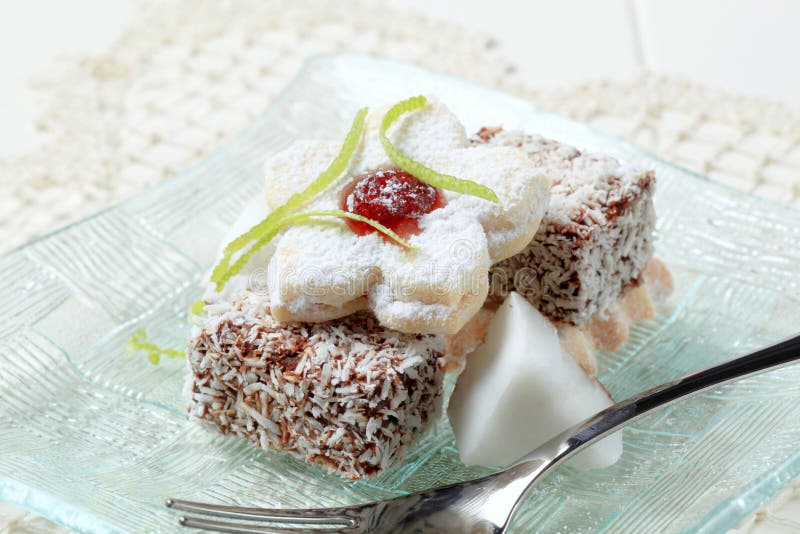 Lamingtons and Jam Biscuits Stock Photo - Image of christmas, delicious ...