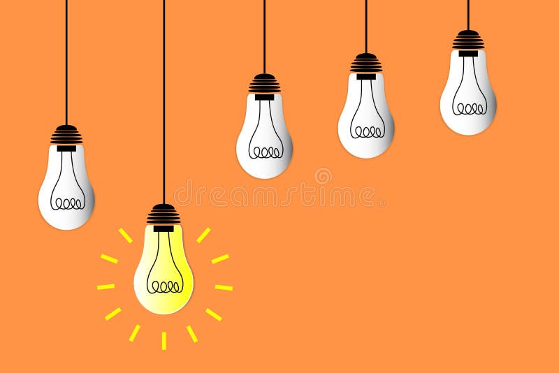 Lamp in Think Different Concept, Lamp Shining Stock Illustration ...