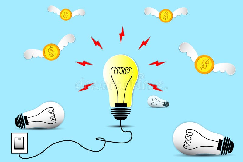 Open Idea for Money,lamp in Different Thinking Concept Stock ...