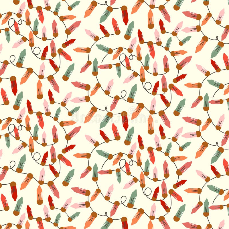 Lamp Aesthetik Christmas Lights String Seamless Pattern Background ...