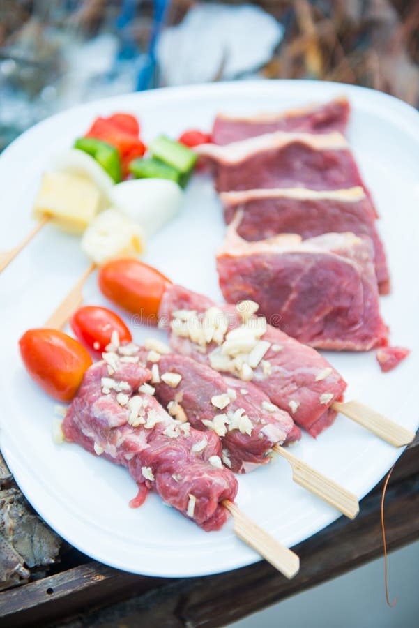 Lamp and Beef for Barbecue Grilled Stock Photo - Image of food, meal ...