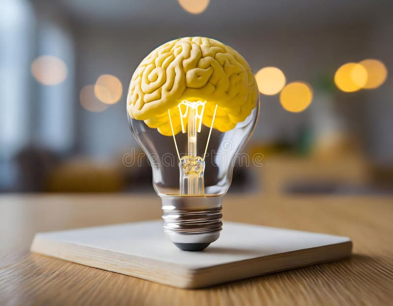 Lamp and Brain Symbol of Mind and Intelligence. Concept Idea in ...