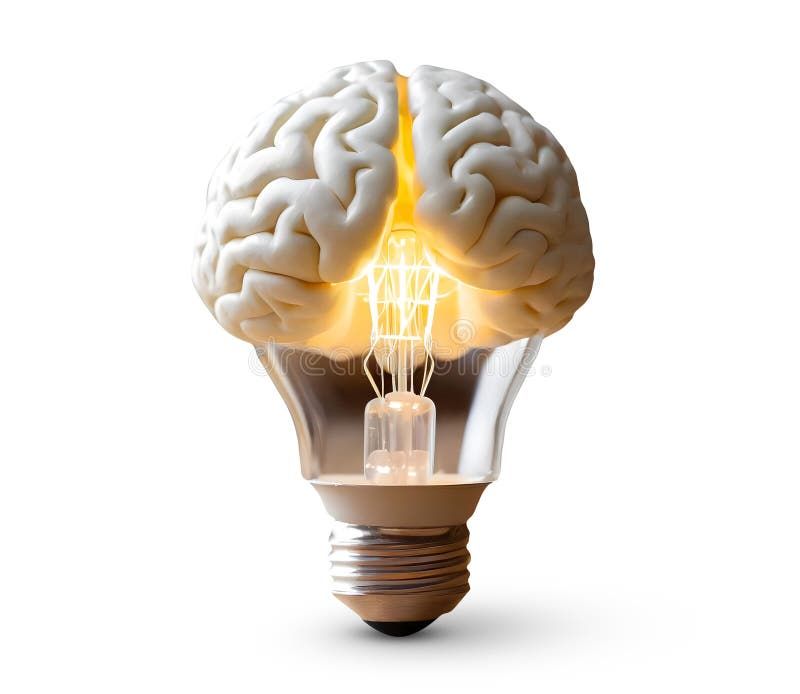 Lamp and Brain Symbol of Mind and Intelligence. Concept Idea in ...