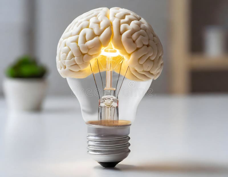 Lamp and Brain Symbol of Mind and Intelligence. Concept Idea in ...