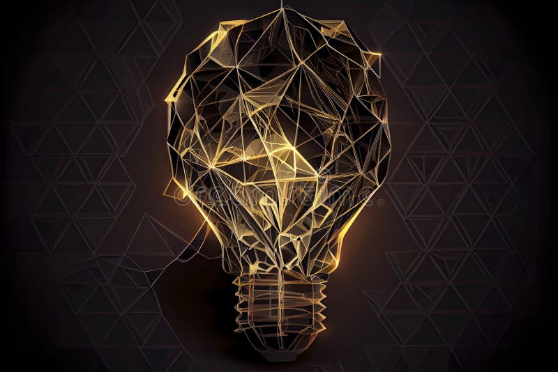 Lamp with Bright Light. Low Poly Wireframe and Points Stock ...