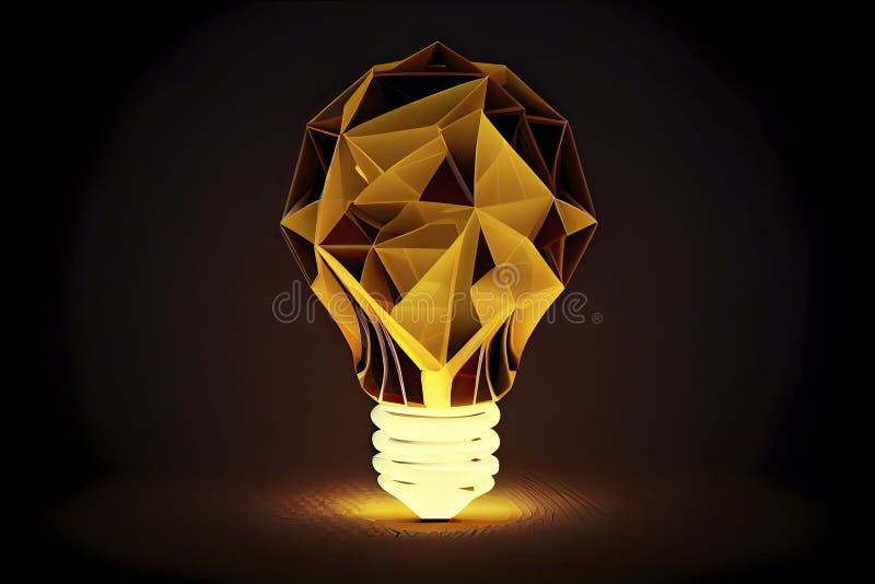 Lamp with Bright Light. Low Poly Wireframe and Points Stock ...