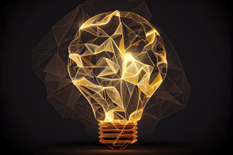 Lamp with Bright Light. Low Poly Wireframe and Points Stock ...