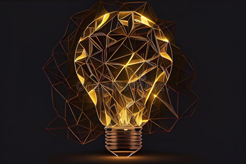 Lamp with Bright Light. Low Poly Wireframe and Points Stock ...