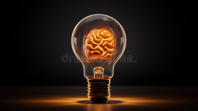A Lamp Bulb with Human Brain Stock Illustration - Illustration of ... A Lamp Bulb with Human Brain Stock Illustration - Illustration of ...