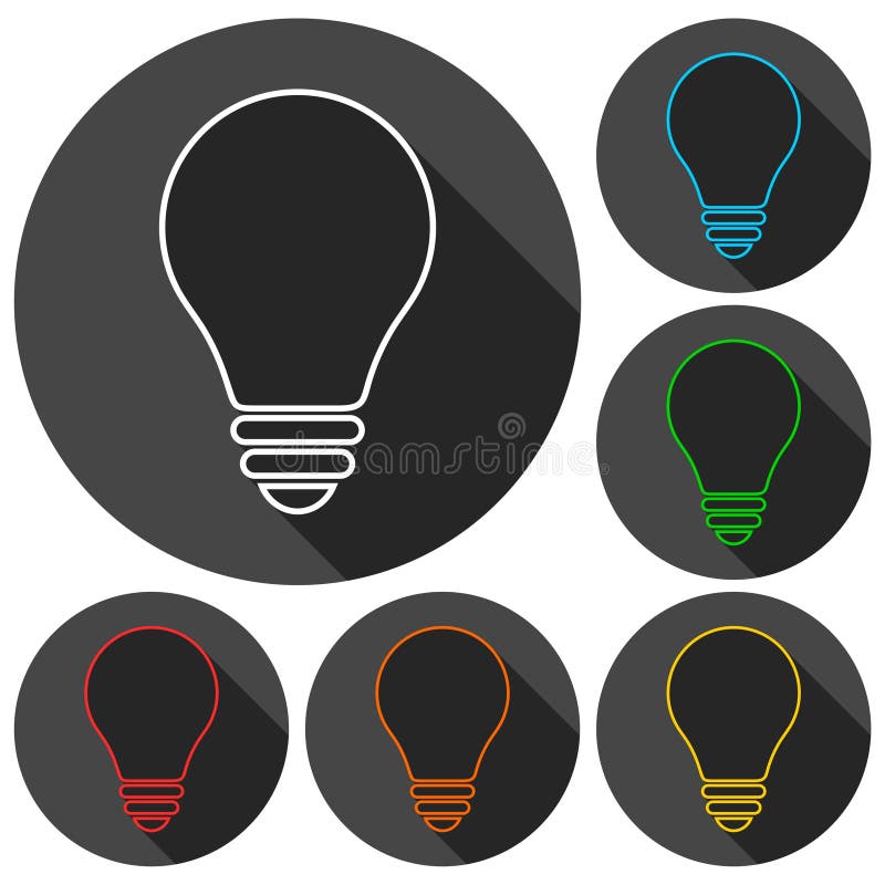 Lamp & X28;bulb& X29; Icons Set with Long Shadow Stock Vector ...
