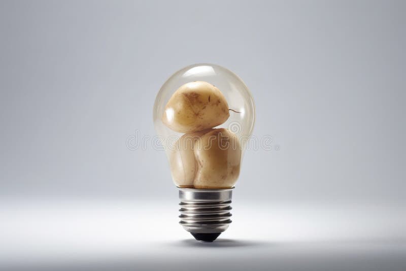 Lamp Bulb Made Energy from Potato, Concept of Bioenergy Stock ...