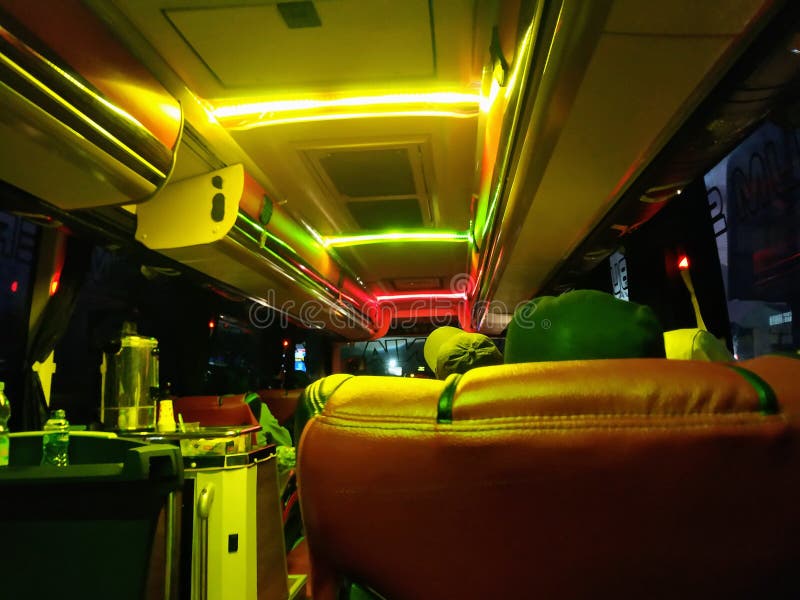 Lamp bus at the night stock photo. Image of karawang - 261863216