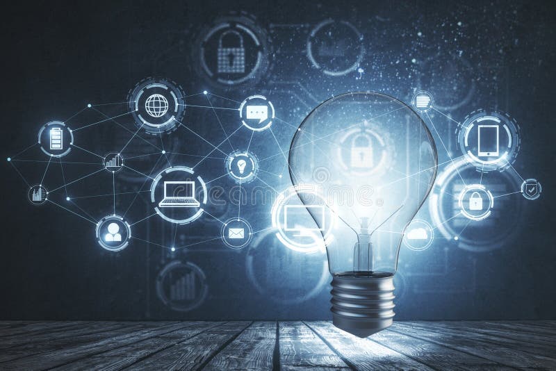 Lamp with Business Interface Stock Illustration - Illustration of ...