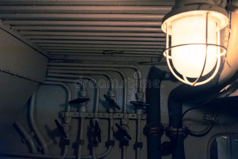 Lamp in a Cage in Engine Room Stock Photo - Image of engineering ...